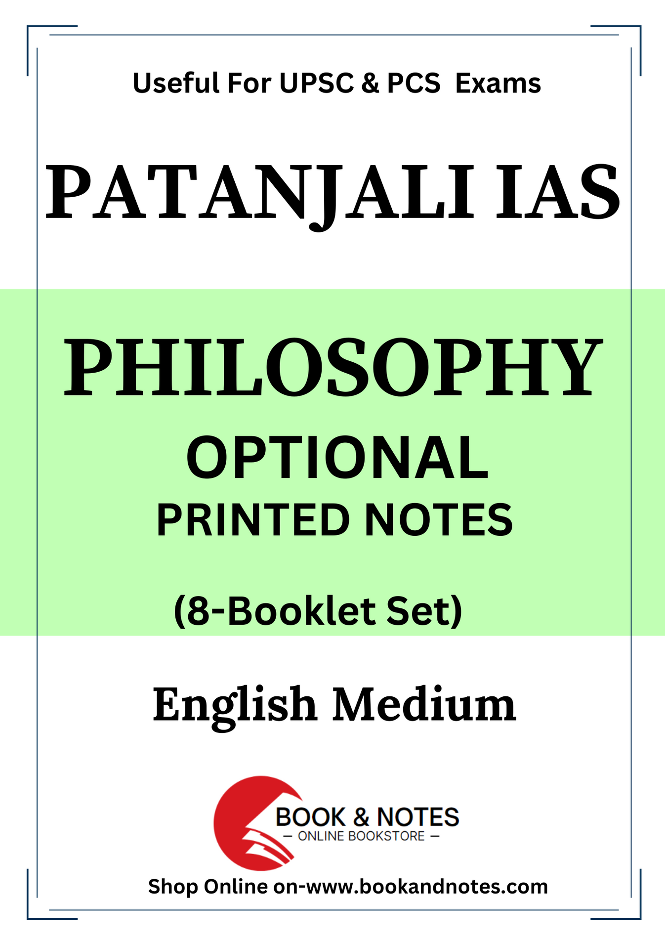 Patanjali IAS Philosophy Optional Notes (English Medium) – Book and Notes